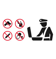 Customs control area sign and prohibition icons Vector Image