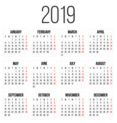 Simple 2016 year calendar Royalty Free Vector Image
