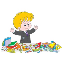 Schoolboy preparing for school Royalty Free Vector Image