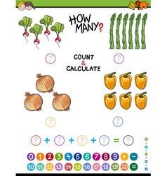 Maths calculation educational worksheet page Vector Image