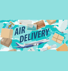 Different countries air plane post stamp delivery Vector Image