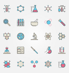 Colorful chemistry icons Royalty Free Vector Image