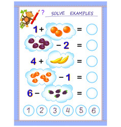 Educational math children game addition with appl Vector Image
