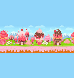 Candy land mobile game map cartoon Royalty Free Vector Image