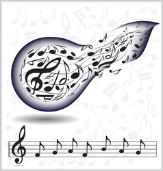 Sound wave with musical notation note sheet Vector Image