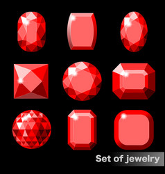 Cartoon red different shapes crystals Royalty Free Vector