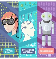 360 virtual reality square banners set gaming Vector Image