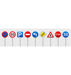Road signs set traffic regulatory and warning Vector Image