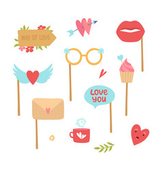 Valentines day photo booth props pink love Vector Image