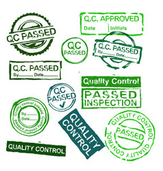 Grunge textured quality control round stamp seal Vector Image
