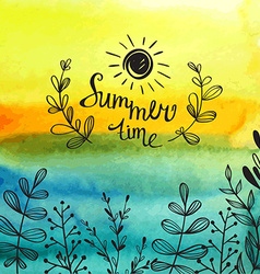 Watercolor summer sun background Royalty Free Vector Image