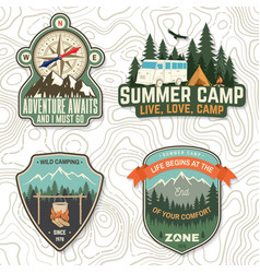 Set camping badges patches camping quote Vector Image