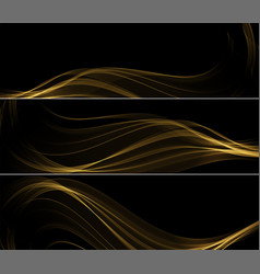 Abstract gold line banner on black background Vector Image