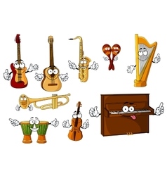 Classic cartoon musical instruments characters Vector Image