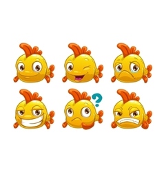 Funny cartoon yellow fish with different emotions Vector Image