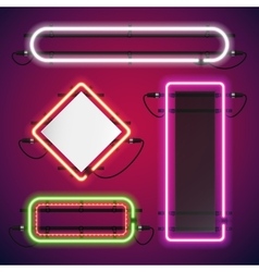 Rectangular blue neon frame Royalty Free Vector Image
