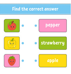 Find correct answer draw a line learning Vector Image