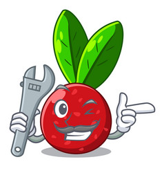 Mechanic fruit yangmei isolated on mascot Vector Image