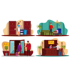 Hotel staff cartoon set Royalty Free Vector Image