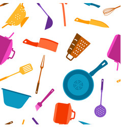 Seamless pattern of kitchen utensils home Vector Image