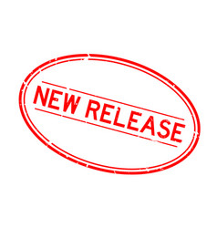 Grunge red new release word oval rubber seal Vector Image