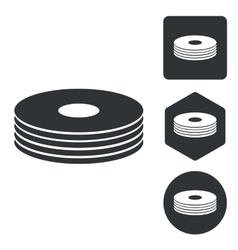 CD stack icon set monochrome Royalty Free Vector Image