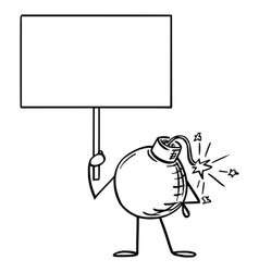 Light bulb cartoon character holding empty sign Vector Image