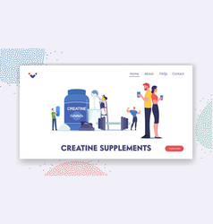 Tiny characters drinking cocktail with creatine Vector Image