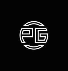 Pg logo monogram with sword element ribbon design Vector Image