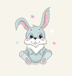 Happy cute bunny cartoon isolated Royalty Free Vector Image
