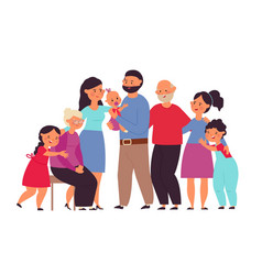 Big family portrait mother father daughter son Vector Image
