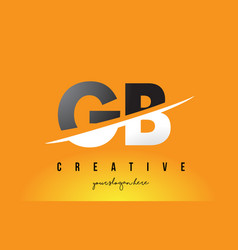 Gb g b letter logo design with swoosh and black Vector Image