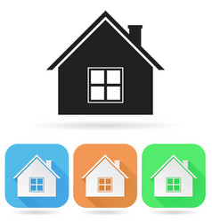 Home icon white silhouette on blue square Vector Image