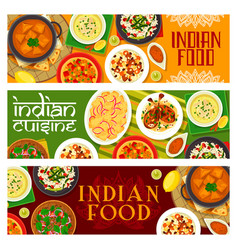 Indian cuisine menu cover authentic india dishes Vector Image