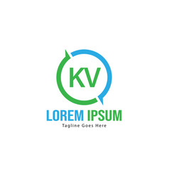 Initial kv logo template with modern frame Vector Image