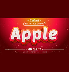 Editable text style effect - red apple text style Vector Image