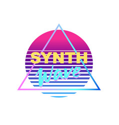 Synth wave retro grid background synthwave 80s Vector Image