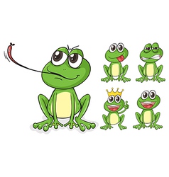 Cute green frogs croaking frog on nature cartoon Vector Image