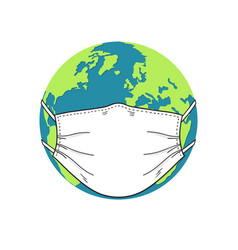 Earth in medical mask Royalty Free Vector Image