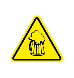 Beer warning sign yellow alcohol hazard attention Vector Image