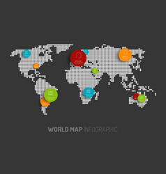 Infographic dark world map with pointer marks Vector Image