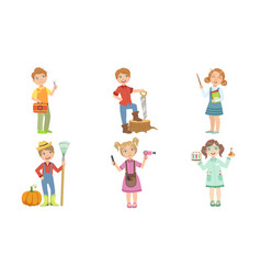 Kids different professions set teacher doctor Vector Image