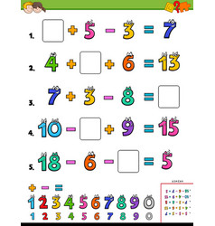 Maths calculation educational worksheet Royalty Free Vector