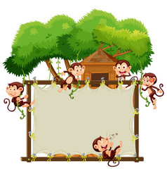 Border template with cute monkeys Royalty Free Vector Image