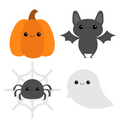 Halloween 3d icons pumpkin ghost spider witch Vector Image