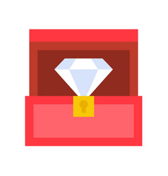 Diamond ring in box jewelry related outline icon Vector Image