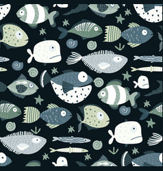 Funny fish pattern Royalty Free Vector Image - VectorStock
