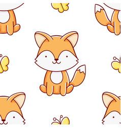 Simple seamless pattern cute kawaii hand drawn Vector Image