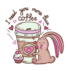 Two Brown Rabbit Painted Coffee Royalty Free Vector Image