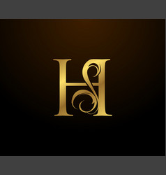 Gold a letter floral hand drawn logo design Vector Image